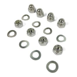 Wheel rim fastener kit, (4 dome nuts, 4 nylocs, 8 wavy washers)